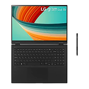 LG gram 16” 2in1 Lightweight Laptop, Intel 13th Gen Core i7 Evo Platform, Windows 11 Home, 32GB RAM, 1TB SSD, Black