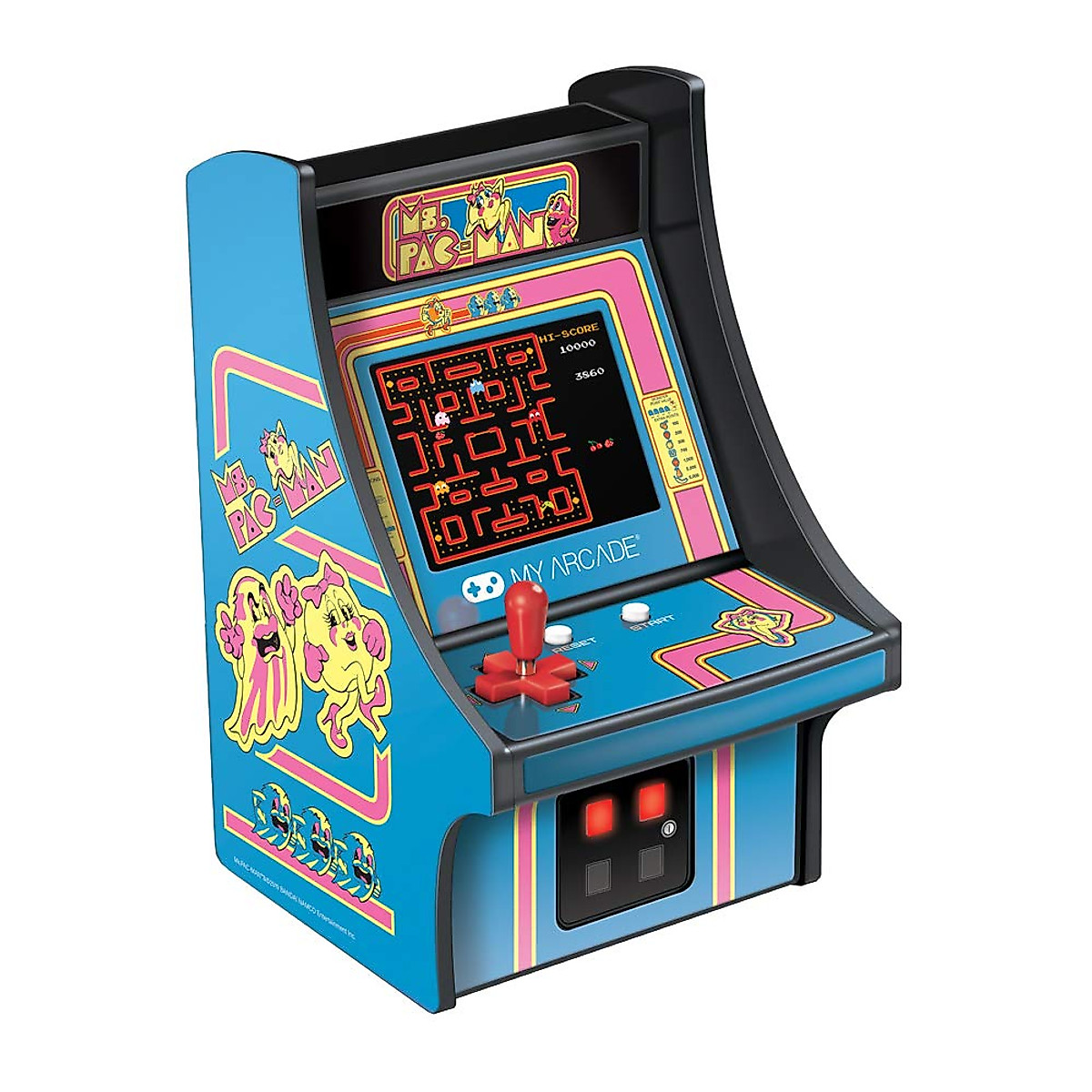 My Arcade Micro Player Mini Arcade Machine: Ms. Pac-Man Video Game & Pac-Man 40th Anniversary Micro Player, Fully Playable, 6.75 Inch Collectible, Full Color, Gold Plated, Yellow