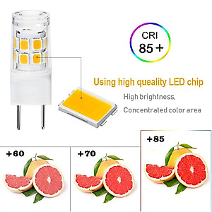 GY8.6 G8 LED Bulb 3W, 120V 30W Halogen Replacement Bulb, Improved Version G8/GY8.6 Bi-pin Base,for Microwave Lighting, Under Counter Kitchen Lighting, Under-Cabinet Light(6-Pack)(Warm White 3000K)