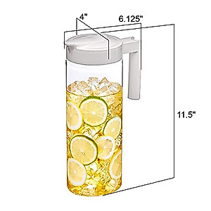 Amazing Abby - Skinny - Tritan Pitcher (64 oz), Unbreakable Plastic Pitcher with Lid, BPA-Free, Heat-Resistant, Dishwasher-Safe, Great for Both Iced and Hot Drinks, Indoors and Outdoors, White