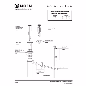 Moen 11985 Replacement Bathroom Sink Pivot Rod for 50/50 Bathroom Sink Drain Assembly