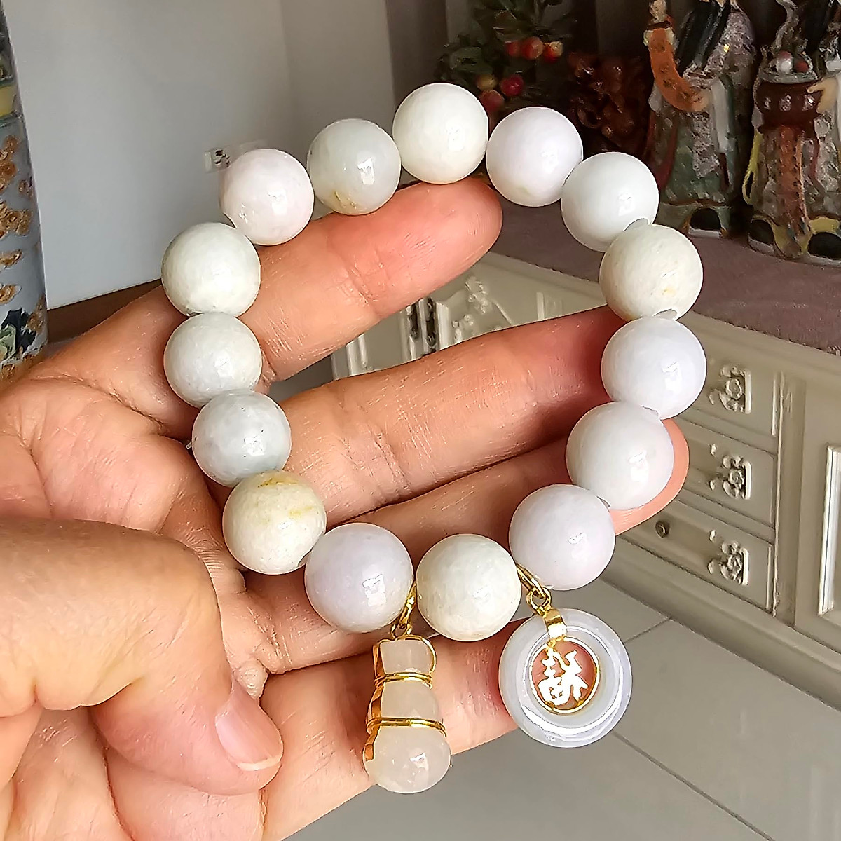 Heavens Tvcz Jade Thai Bracelet for Women Charms Natural Gemstone Beads with Pendant Gems Coin Lucky Calabash Prosperity