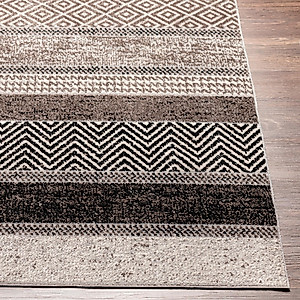 Mark&Day Washable Rugs, 8x10 Sandborn Modern Medium Gray Area Rug, Black Grey Beige Carpet for Living Room, Bedroom or Kitchen (7'10" x 10', Machine Washable)