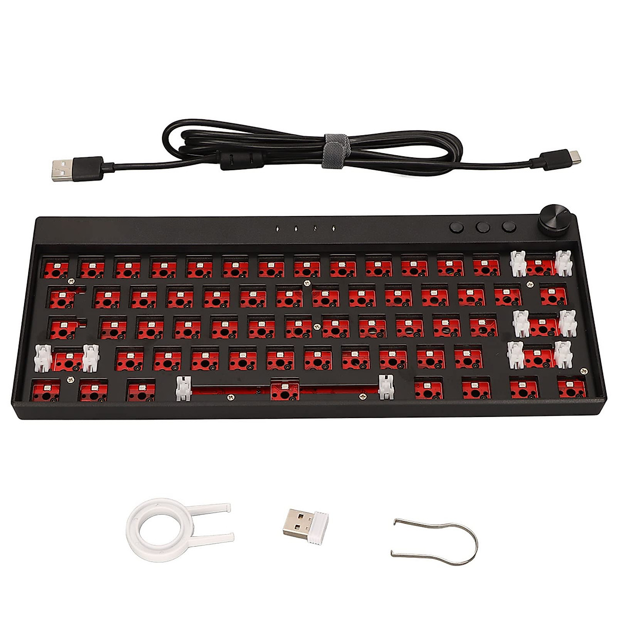 ASHATA WL61PLUS 60% RGB DIY Mechanical Keyboard, 61 Keys Hot Swappable 5Pin 3Pin Switch, Bluetooth 5.0/USB C Wired/2.4GHz Customized Gaming Keyboard Kit(Black)