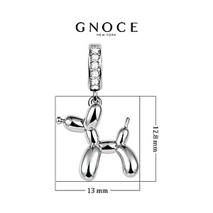 GNOCE Balloon Puppy Charm Pendant 925 Sterling Silver Play with Me Finely Polished Dangle Charm Fit for Bracelet/Necklace Christmas Charm Gifts for Wife Daughter
