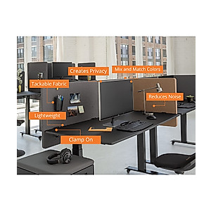 Stand Up Desk Store ReFocus Clamp-on Acoustic Desk Divider Privacy Panel That Reduces Noise and Visual Distractions (Cool Gray, 47.25" X 23.6")