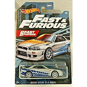 Hot Wheels Fast & Furious Nissans Skyline GT-R BNR34, 2 Fast 2 Furious 3/5