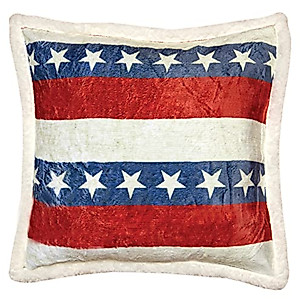 Carstens, Inc. Americana American Flag Plush Sherpa 18" x 18" Throw Pillow, White