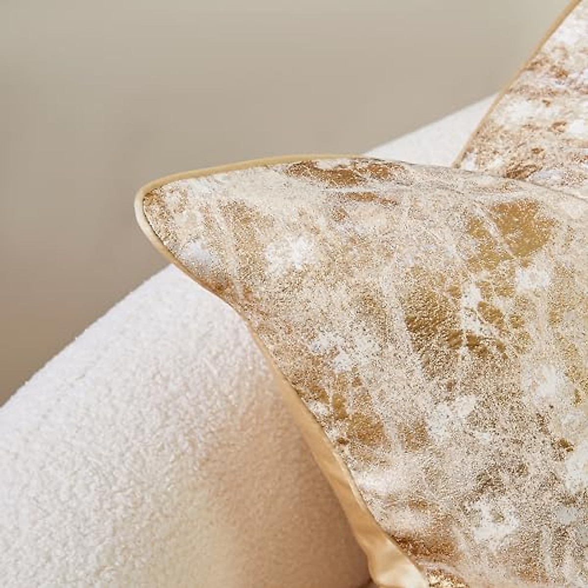 THE-TINOART Gold Throw Pillow Covers 22X22 Jacquard Square Couch Sofa Pillow Covers Luxury Glitter Gold Cushion Covers for Couch Sofa Bed 1Piece.