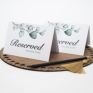 CLEVER SIGNS Reserved Table Signs, Pack of 25, Reserved Signs for Weddings, Receptions, Christmas, Events, 4x6 inches Reservation Cards for Tables, Greenery Watercolor Reserved Signs