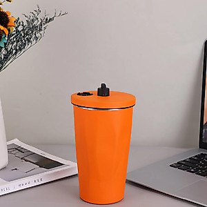 FRAGSCEN Insulated Tumbler with Lid and Straw, 20 OZ Stainless Steel Tumbler with Screw Lid, Iced Coffee Cup, Double Wall Vacuum Tumblers, Leakproof Water Bottle Travel Mug, Orange