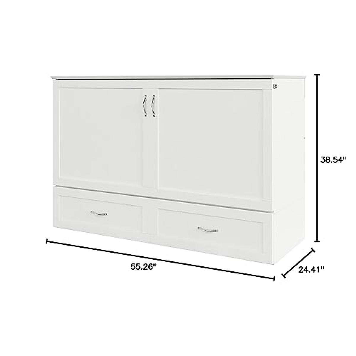 AFI, Hamilton Murphy Bed Chest with 6 inch Memory Foam Folding Mattress, Built-in Charging Station and Storage Drawer, Full, White