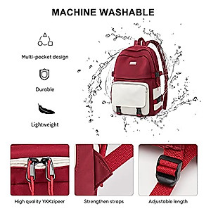 weradar Middle School Backpack For Teen Girls,Cute College Backpack For Women Men,Waterproof Travel Rucksack Casual Daypack,High School Bookbags Boy,Kawaii Students Bag(Red)