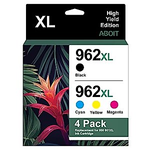 ABOIT 962XL Ink Cartridge High Yield Combo Pack, Replacement for 962 to use with officejet pro 9010 Series, 9015, 9020, 9025, 9018 Printer (4-Pack)