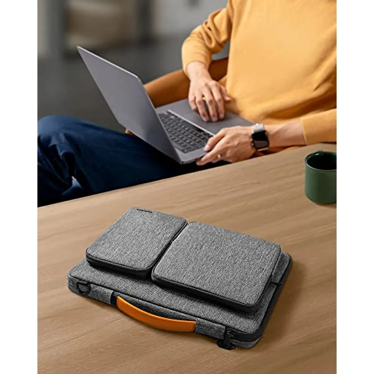 tomtoc Laptop Shoulder Bag for 14 Inch MacBook Pro M4/M3/M2/M1 Pro/Max 2024-2021, 13.5-14.4 Surface Laptop 6/5/Studio 2, Surface Book 3, 360 Protective Case Fit Asus VivoBook