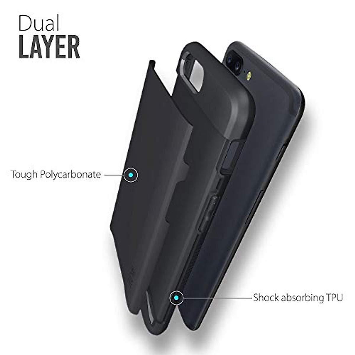 TUDIA DualShield Designed for OnePlus 5 Case, [Merge] Shockproof Heavy Duty Military Grade Dual Layer Slim Protective Case Cover - Matte Black