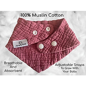 Jane and Kate - Baby Bibs 100% Cotton Newborn Toddler Drool Cloth Bibs For Unisex, Boy, Girl 0-18 Months | Muslin Bandana With Snaps Teething Bibs | Multi Pack Set Of 10 Plain Solid Colors