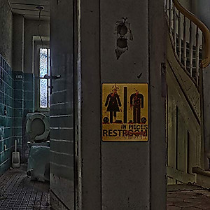 2 Pieces Halloween Stickers Scary Restroom Sign Sticker Halloween Door Wall Decals Decoration for Ghost House and Horror Themed Parties