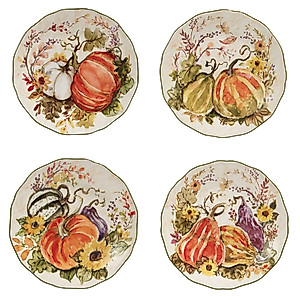 Certified International Harvest Morning Salad/Dessert Plates, Multicolor, Medium, Set of 4