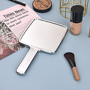 YCHMIR Hand Mirror Hand Held Mirror Electroplate Mirror Sliver, Square 5 x9.1 inch