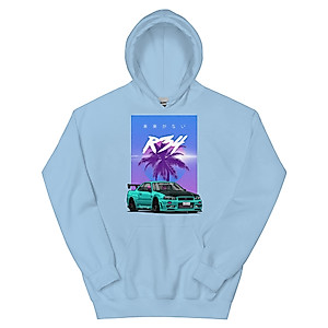JG Infinite GTR R34 GT-R Skyline JDM Vaporwave Aesthetic Vapor Dreams Chillwave Unisex Hoodie Light Blue