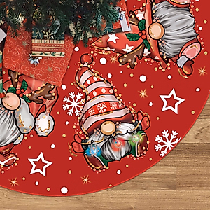 Christmas Tree Skirt Red Tree Skirt Glitter Gnomes Snowflake Xmas Winter Tree Skirt 24 Inch for Red Christmas Indoor Outdoor Decorations