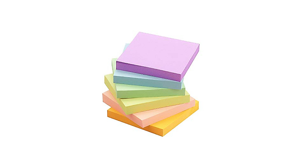 Colorful 3x3 Self-Stick Sticky Notes - 6 Pads