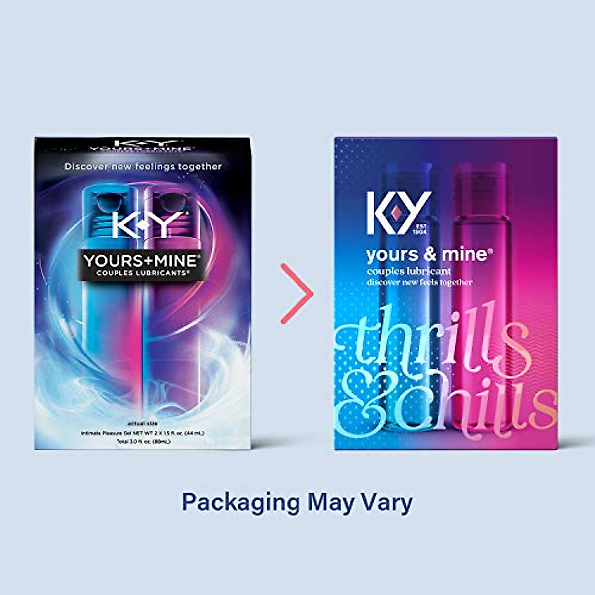 K-Y Yours + Mine Couples Lubricant, Adult Toy Friendly Personal Lubricant & Intimate Gel for Couples, Men, Women, Sex Lube, Clear, 2 x 1.5 Fl Oz, 2 count (Pack of 1)