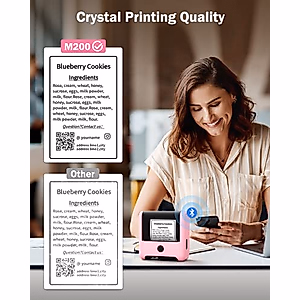 Phomemo Label Makers- M200 Label Printer Machine with 3 Paper,2023 Upgrade 3 Inch M110 Label Maker,WiFi Bluetooth Thermal Label Printer,Phone Support,for Android iOS System,for Shipping,Labeling- Pink