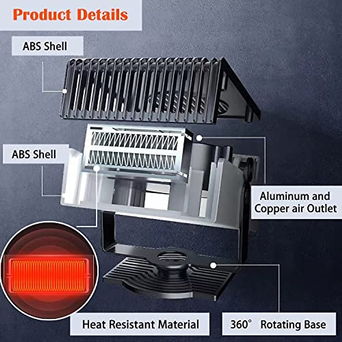 12V 150W Portable Car Heater,2 in 1 Auto Heater/Cooling Fan Car Windscreen Demister Heater Fast Heating Defrost Defogger Plug in Cigarette Lighter Automobile Windscreen Fan