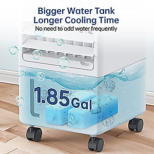 Evaporative Air Cooler - AOLOS 3-IN-1 Portable Air Cooler & Air Conditioner Fan w/Remote, 3 Speeds, 1.85-Gal Water Tank, 7H Timer & 40°Oscillation, Ultra Quiet Evaporative Cooler for Room Home Office