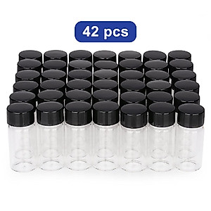 Labasics Clear Glass Sample Vials with Cap, Screw Cap Sample Vials Clear Glass Liquid Sampling Bottle Reagent Bottle with Cap Closure, 20ml / 0.6 oz. Pack of 20 (42 Packs, 10 ml)