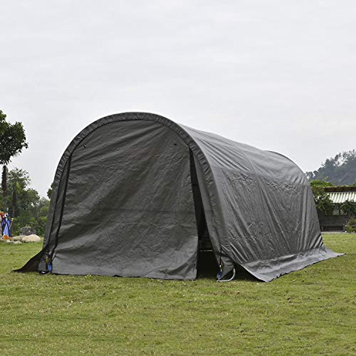 Walsport Carport Garage Car Canopy Tent Patio Portable for Garden Storage Large Heavy Duty Grey 20 x 10 x 8 Feet Round Roof