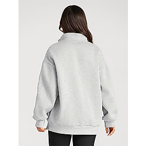 Trendy Queen Womens Sweatshirts Hoodies Oversized Half Zip Pullover Long Sleeve Shirts Tops Y2k Fall Sweaters Clothes 2024 Outfits Grey