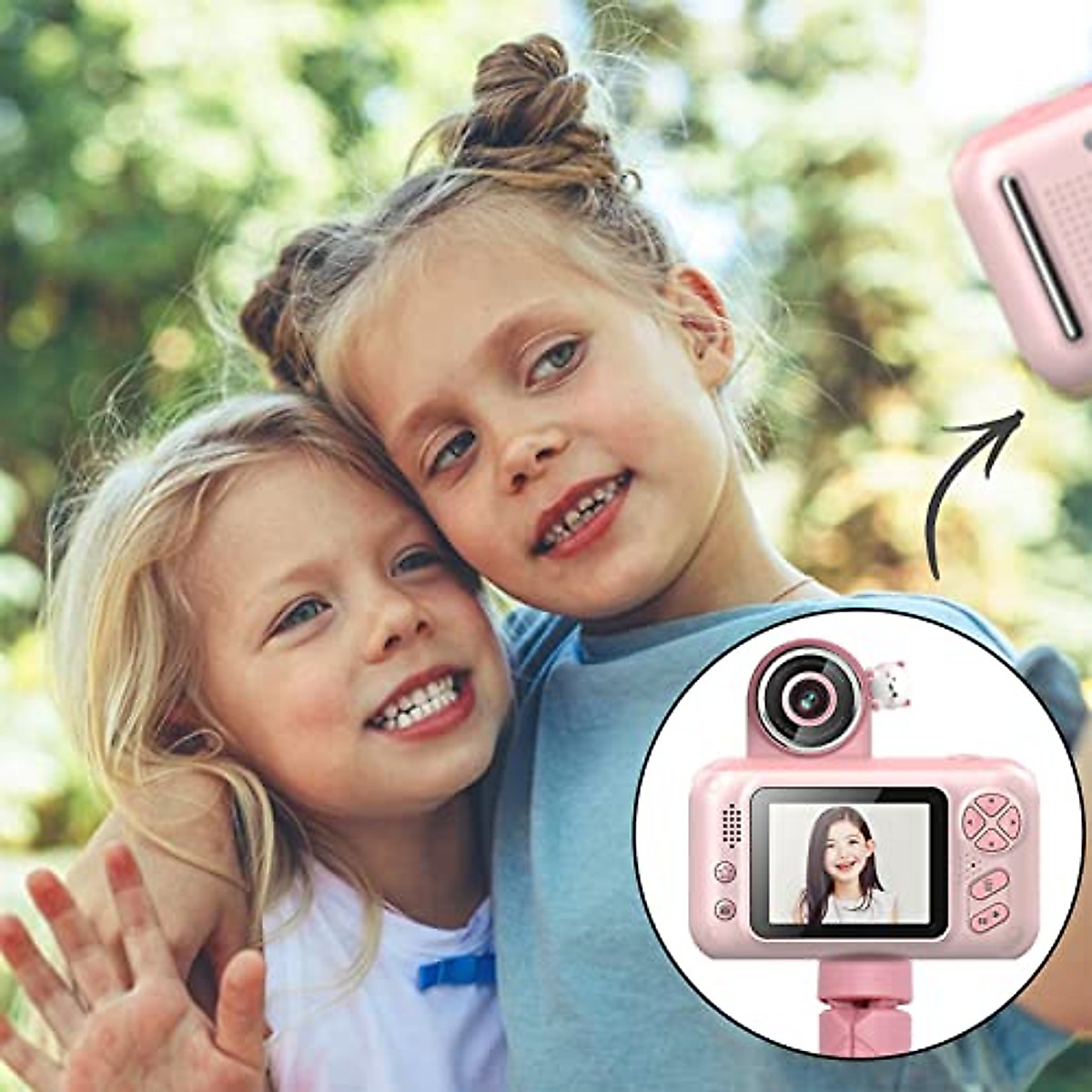 Mini Digital Camera Taking Photo 2.4 Inch IPS HD Screen Kids Camera 180 Degree Angles Gifts for Children Age 3-12