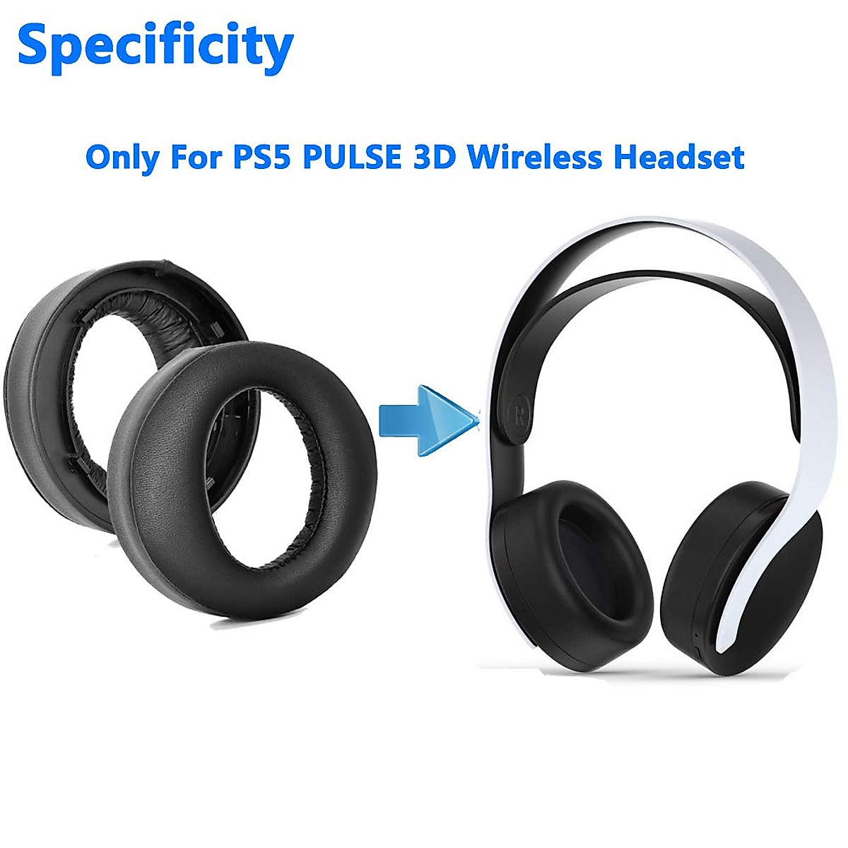 GOTRUTH PS5 Headphone Replacement Cushion Ear Pads Earmuff earpads Cup Cover Pillow Compatible with Playstation 5 PULSE 3D Wireless Headset (Black)