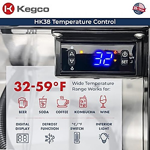 Kegco Kegerator 24" Wide Single Tap Stainless Steel Undercounter Beer Dispenser HK38SSU-1