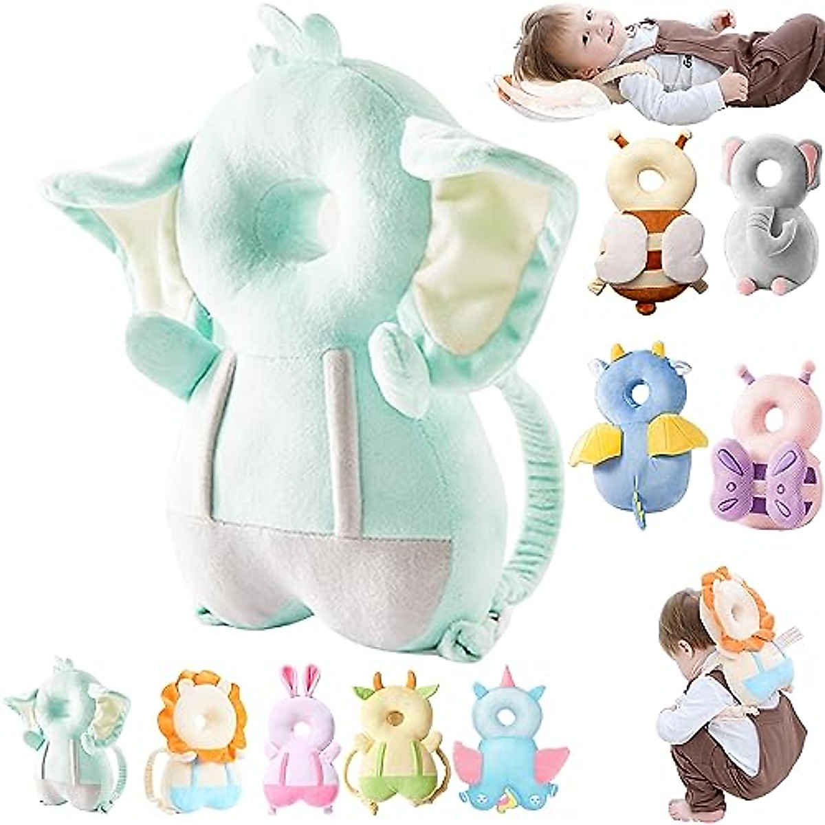 YAMIELO Baby Walker Head Protector Backpack, Baby Backpack Head Protection Pillow, Baby Head Protector for Baby Walking & Crawling, Super Soft, Skin Friendly (A)