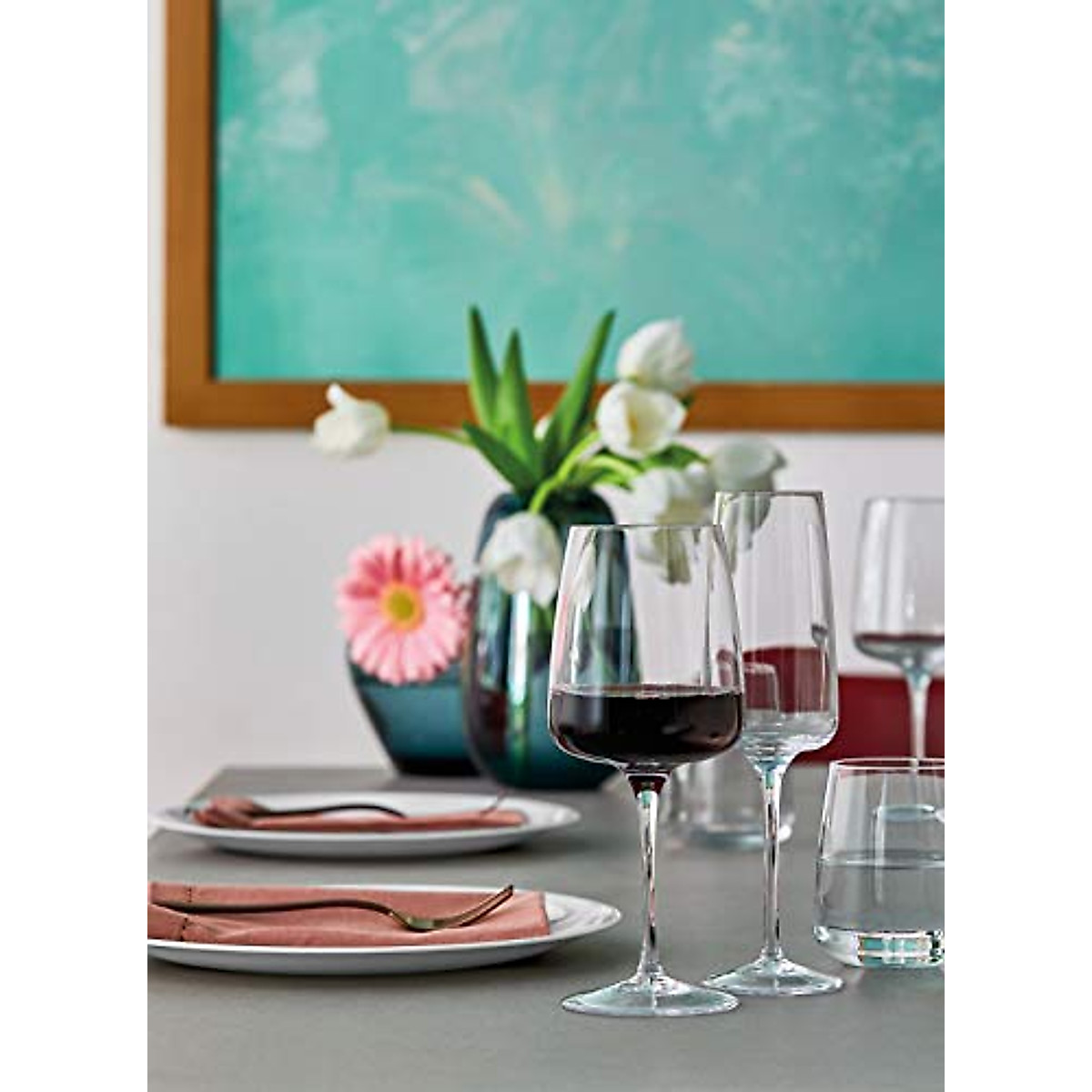 Bormioli Rocco Planeo Red Glass, Set of 4, 4 Count (Pack of 1), Clear