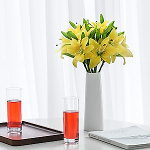 MINYULUA 8Pcs Artificial Tiger Lily Flowers Yellow Real Touch Lilies Flower Bouquet Faux Floral Table Centerpieces Arrangement for Wedding Home Party Garden Office Decor