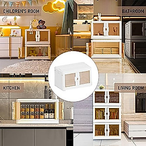 Hourleey 3 Pack Plastic Storage Bins with Lids, 19Gal Collapsible Closet Organizer Storage Boxes, Drawer Kitchen Cubes, Stackable Storage Bins, Foldable Blanket Storage with Door