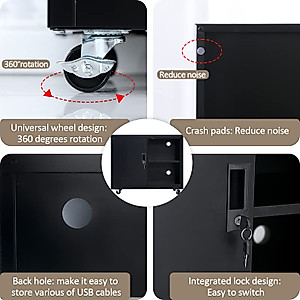 Fumedo Metal Mobile Lateral File Cabinet, Storage Locker,Printer Stand with Open Storage Shelves for Office,School,Home,Living Room. (Black)