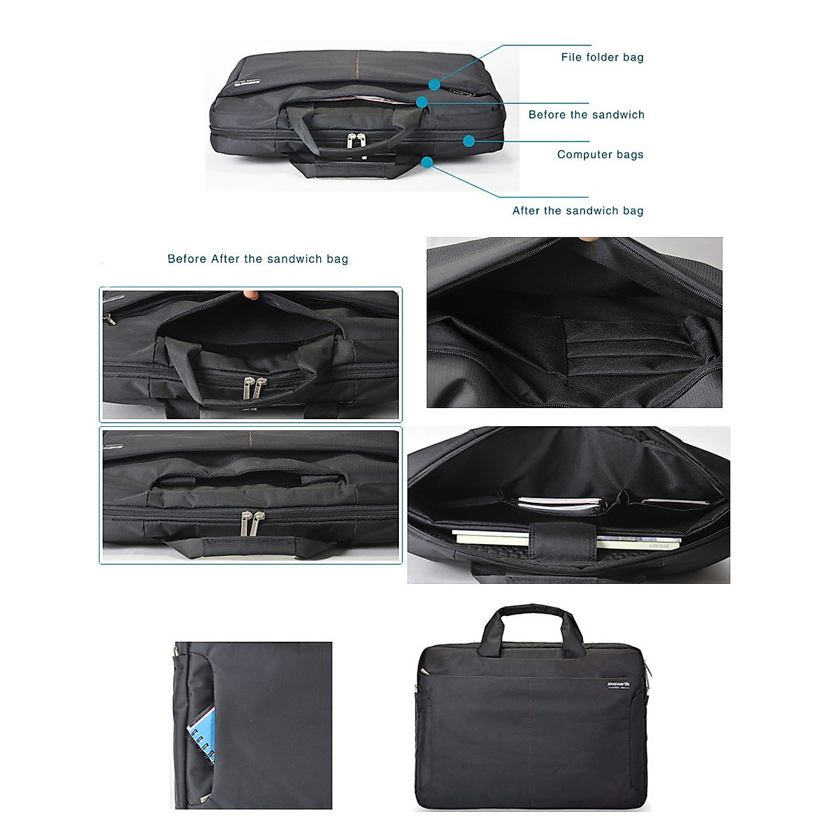 18 Inch Laptop Bag Briefcase Case fits up to 18.4 Inches Notebook Computer Waterproof Shockproof for Men Black