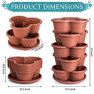 Amazing Creation Stackable Planter, Terracotta 5-Tier Vertical Garden Planter, Grow Your Own Vertical Oasis of Vegetables and Succulents
