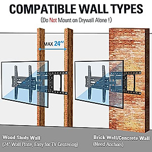 Mounting Dream TV Mount Full Motion TV Wall Mount for Most 32-65 Inch Flat Screen TV, Wall Mount TV Bracket with Dual Arms, Max VESA 400x400mm and 99 LBS, Fits 16", 18", 24" Studs MD2380-24K TV Mounts