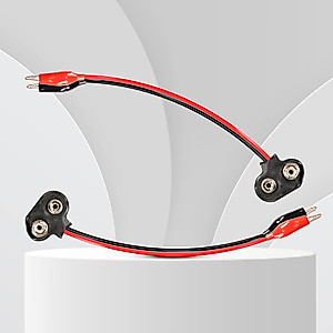 PNGKNYOCN 9V Battery Snap to Alligator Clips Cable,5 Pack Dual Alligator Clips to 9V Battery Snap Connector Cables（15cm）