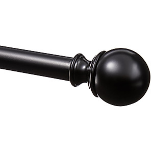Amazon Basics 1-Inch Curtain Rod with Round Finials - 1-Pack, 72 to 144 Inch, Black