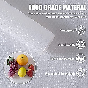 Beveetio 7 PCS Refrigerator Mats with 32 pcs Double-Sided Stickers, Washable Shelf Liner, Non-Slip Drawer Liner,Cuttable Fridge Liner,Easy to Clean Refrigerator Liners