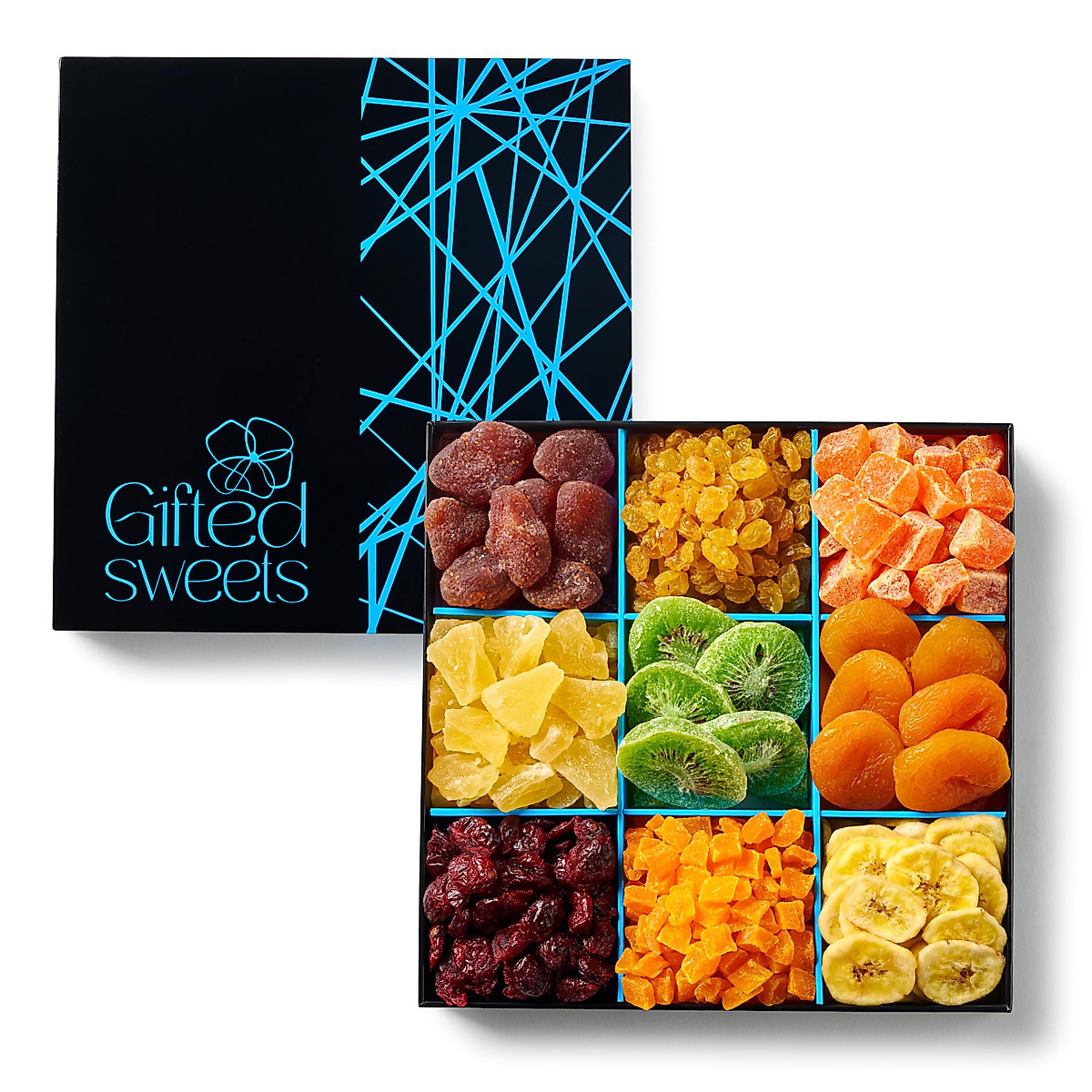 Dried Fruit Platter - 9 Variety Fruit - Dried Fruit Gift Tray - Healthy Fruit Gift Basket - Gourmet HolidayGift Box
