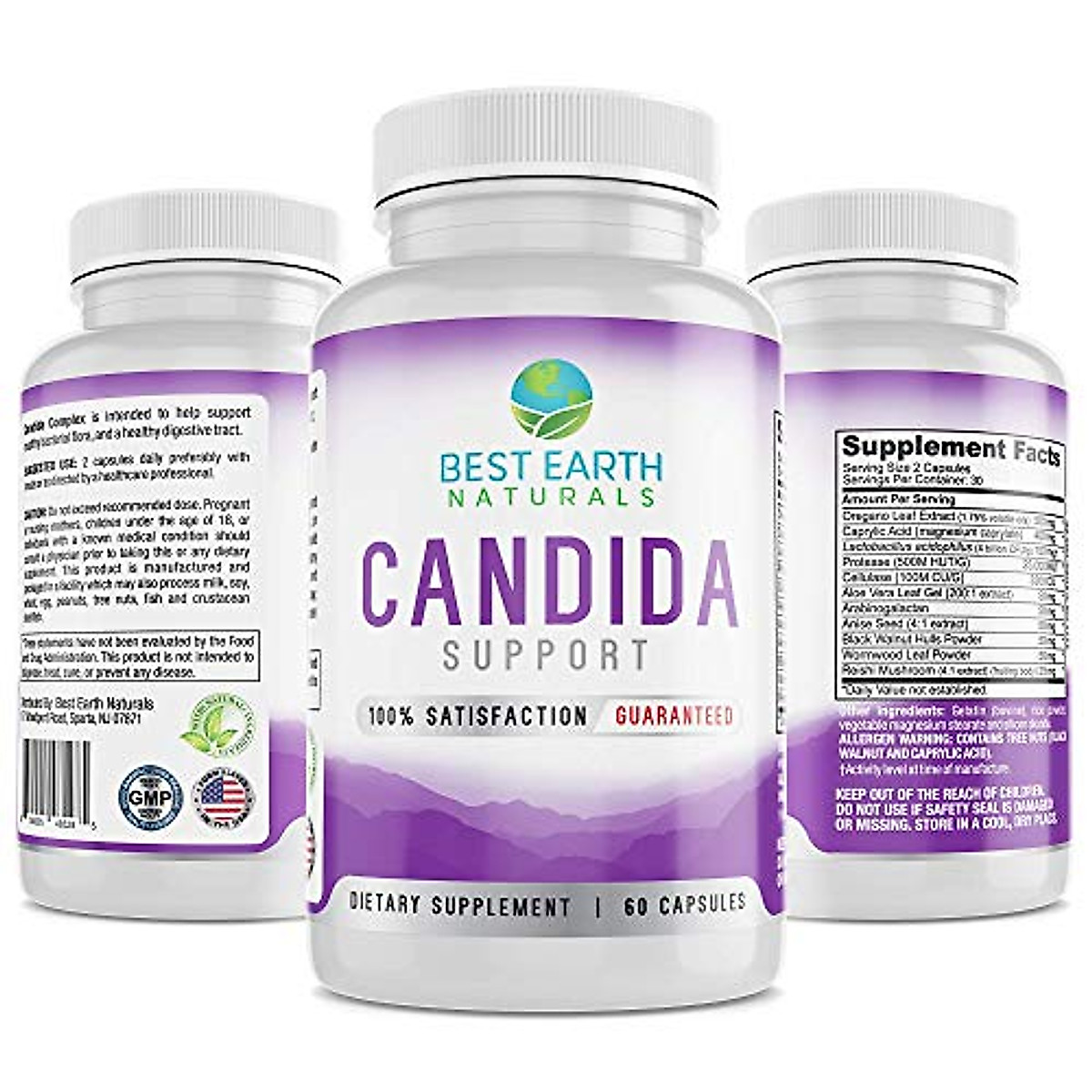 Best Earth Naturals Candida Supplement for Men and Women 60 Count